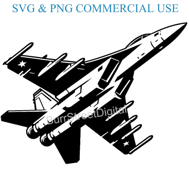 Jet Fighter SVG & PNG Digital Files for Cricut, Vector Graphic Design ...