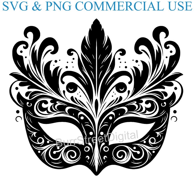 Masquerade Mask SVG & PNG Digital Files for Cricut, Vector Graphic ...