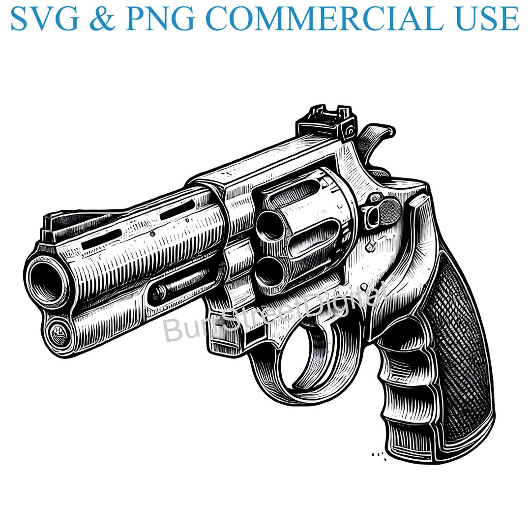 Revolver SVG & PNG Digital Files, Vector Graphic Design Print Laser ...