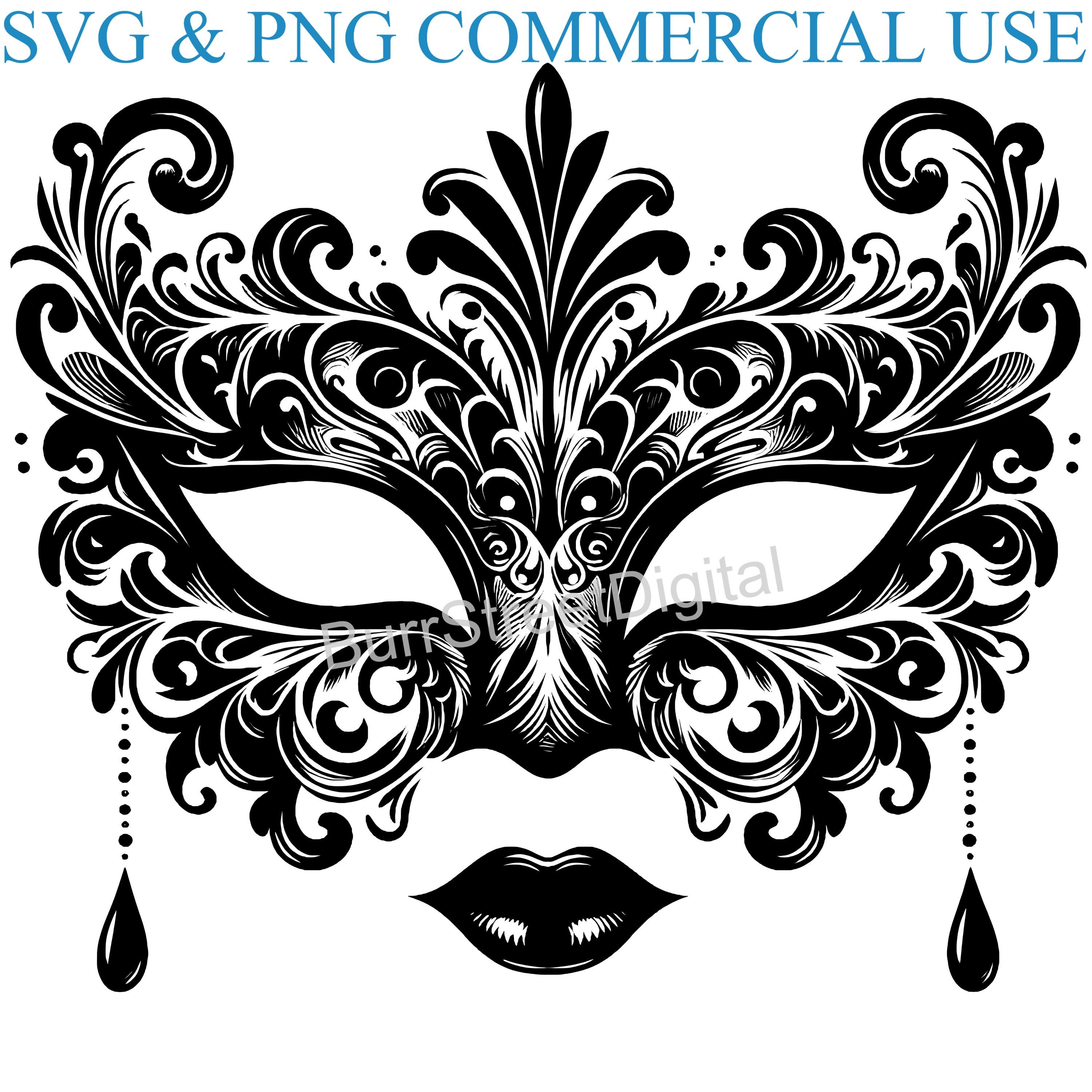 Masquerade Mask SVG & PNG Digital Files, Vector Graphic Design Print ...