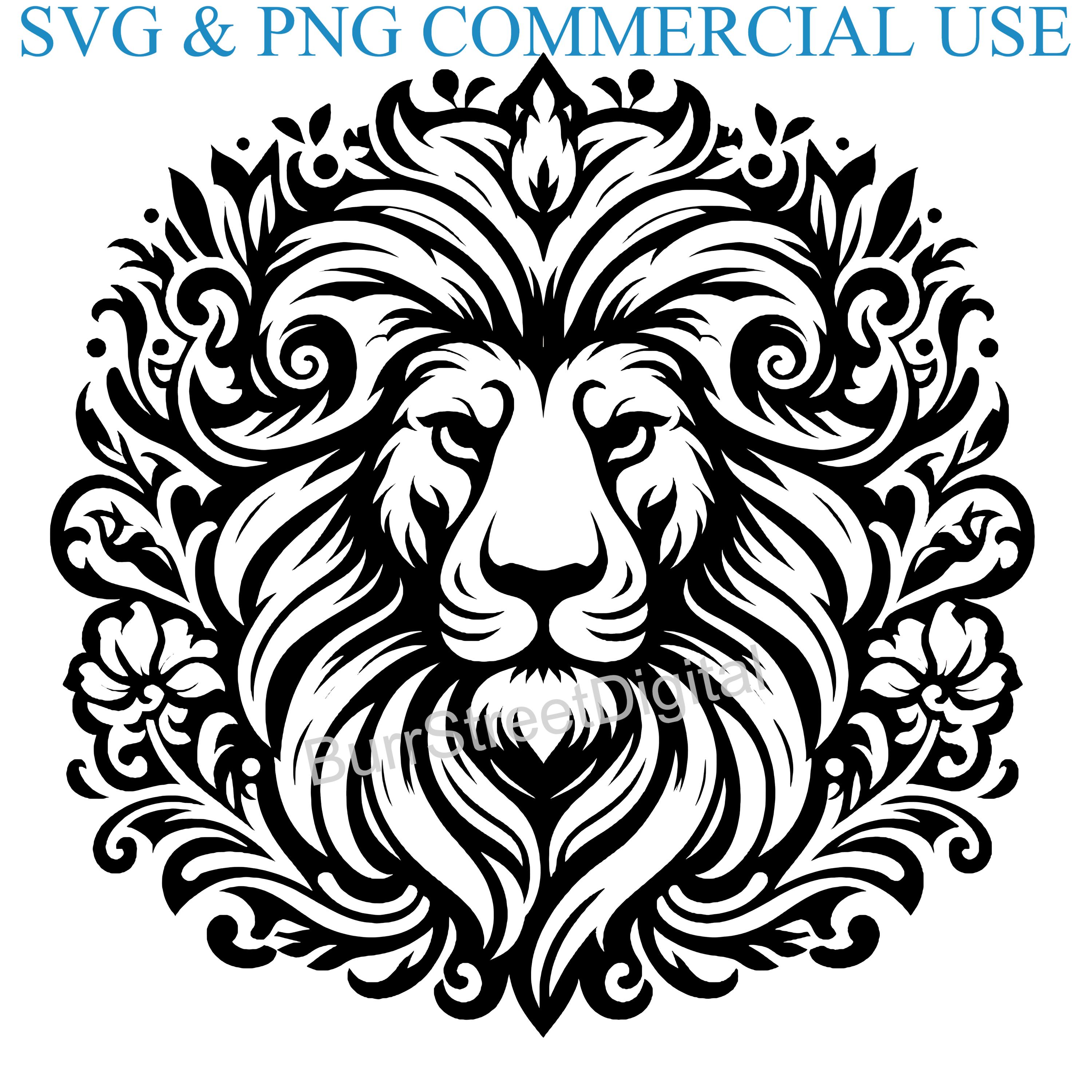 Lion SVG & PNG Digital Files, Vector Graphic Design Print Laser Engrave ...