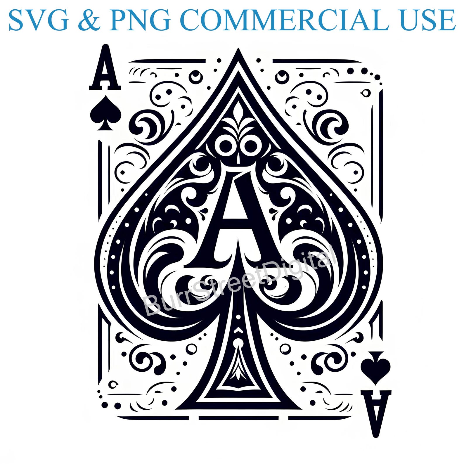 Ace of Spades SVG & PNG Digital Files, Vector Graphic Design Print ...