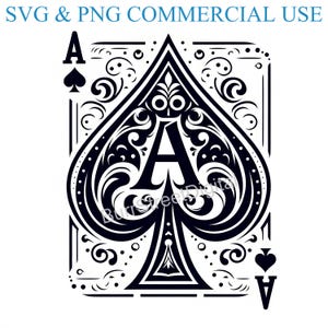 Ace of Spades SVG & PNG Digital Files, Vector Graphic Design Print ...
