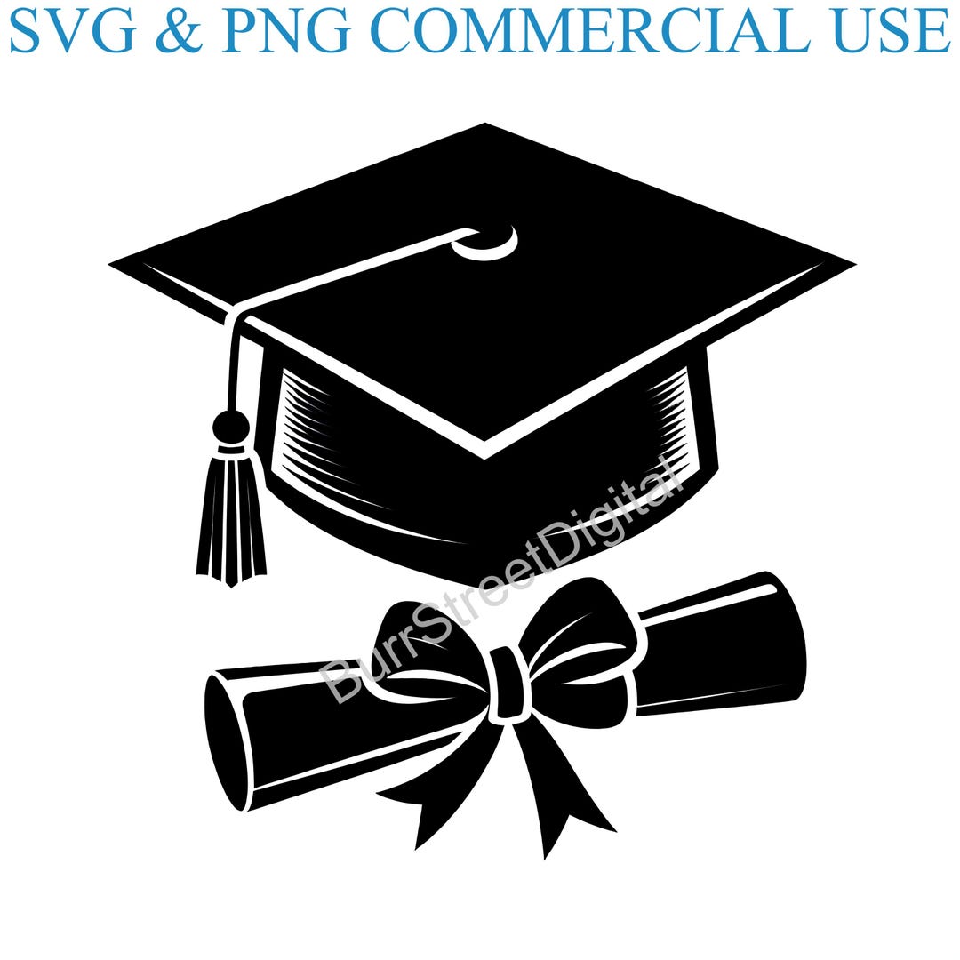 Graduation Cap and Diploma SVG & PNG Digital Files, Vector Graphic ...