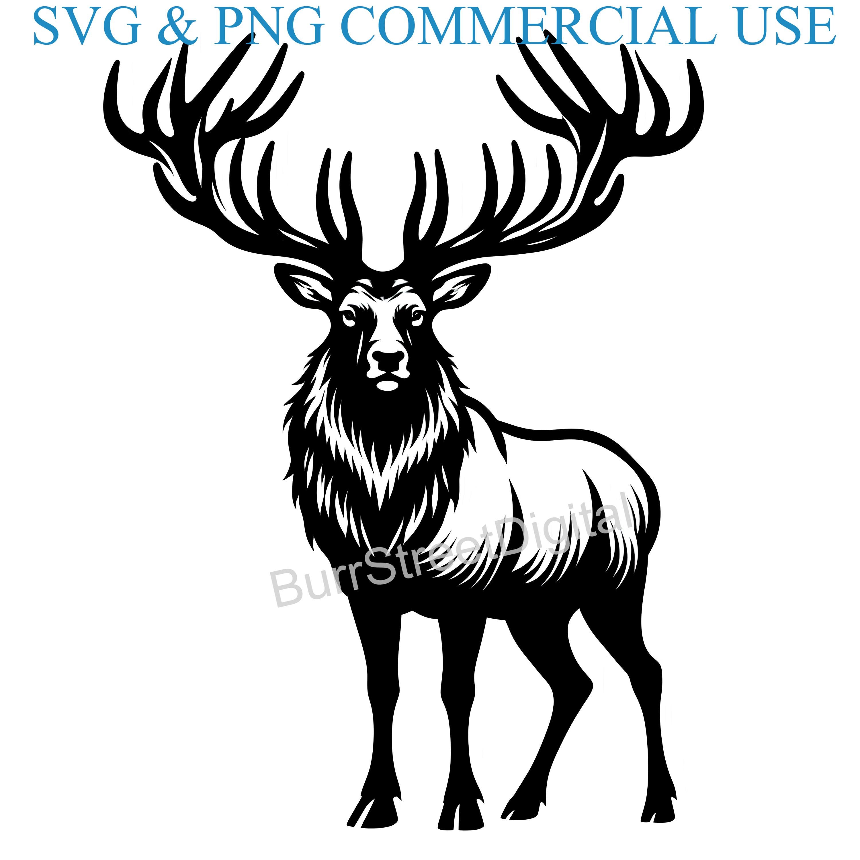 Elk SVG & PNG Digital Files, Vector Graphic Design Print Laser Engrave ...