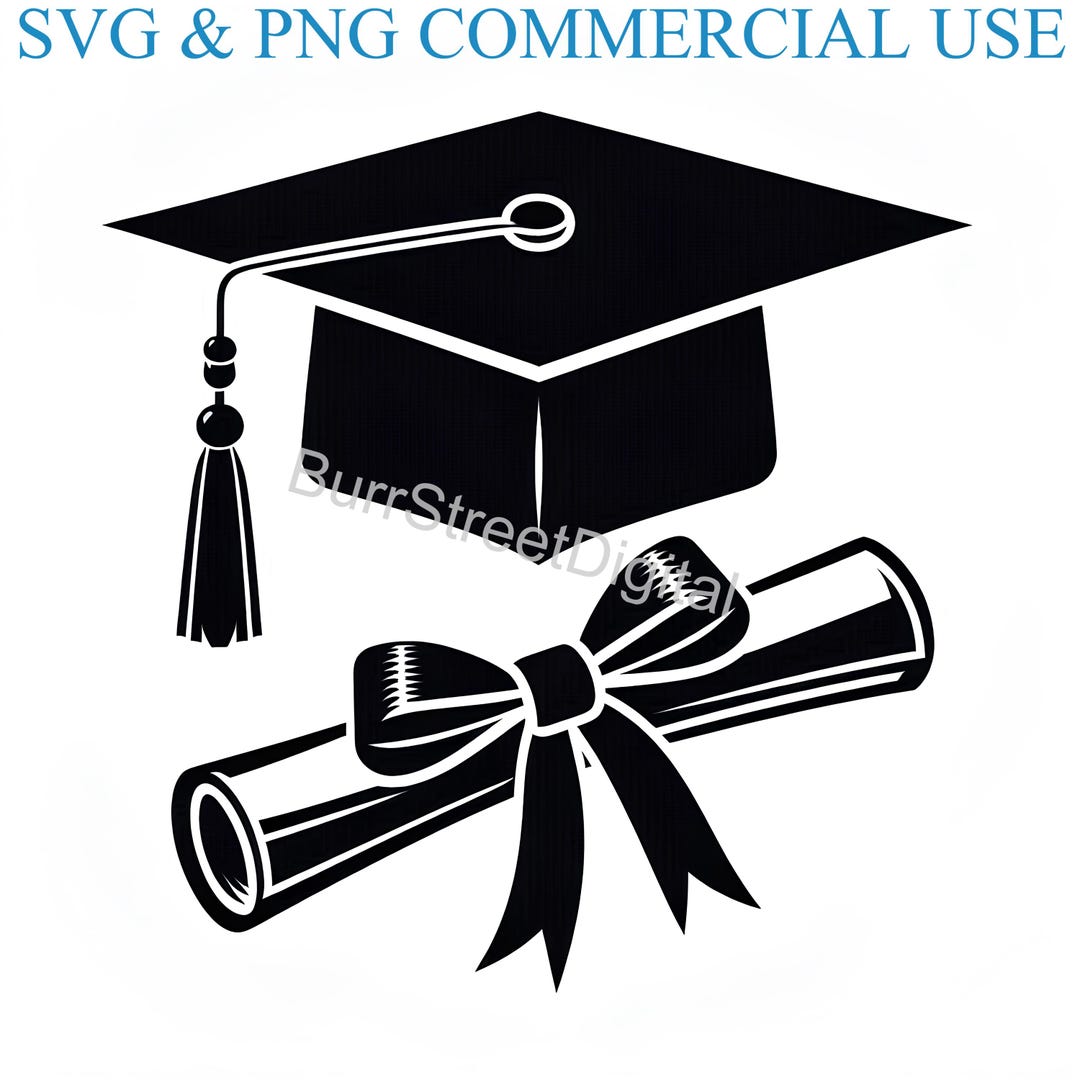 Graduation Cap and Diploma SVG PNG, Vector Graphic (digital Download ...