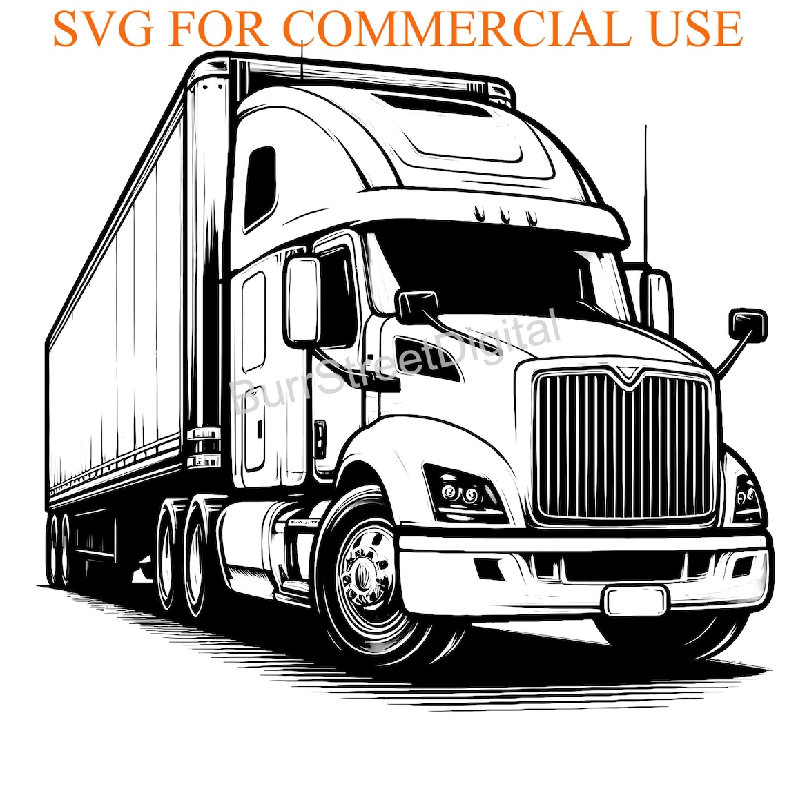 Semi-truck SVG Digital File, Vector Graphic Design Print Laser Engrave ...