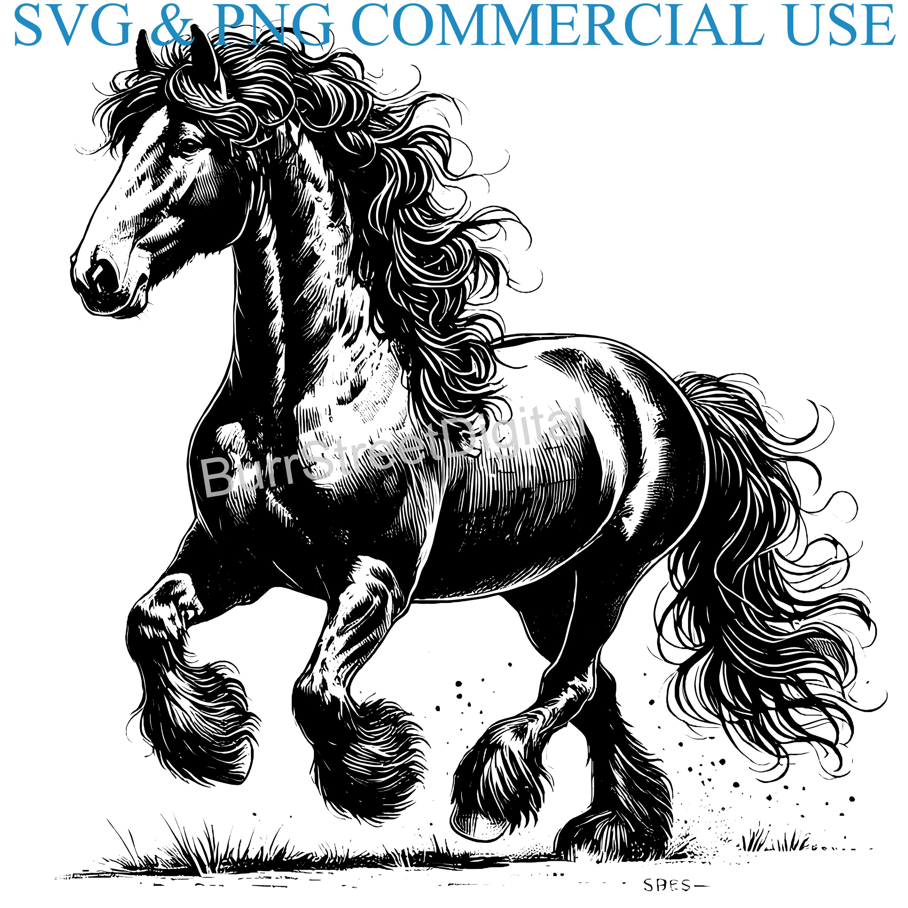 Friesian Horse SVG & PNG Digital Files, Vector Graphic Design Print ...
