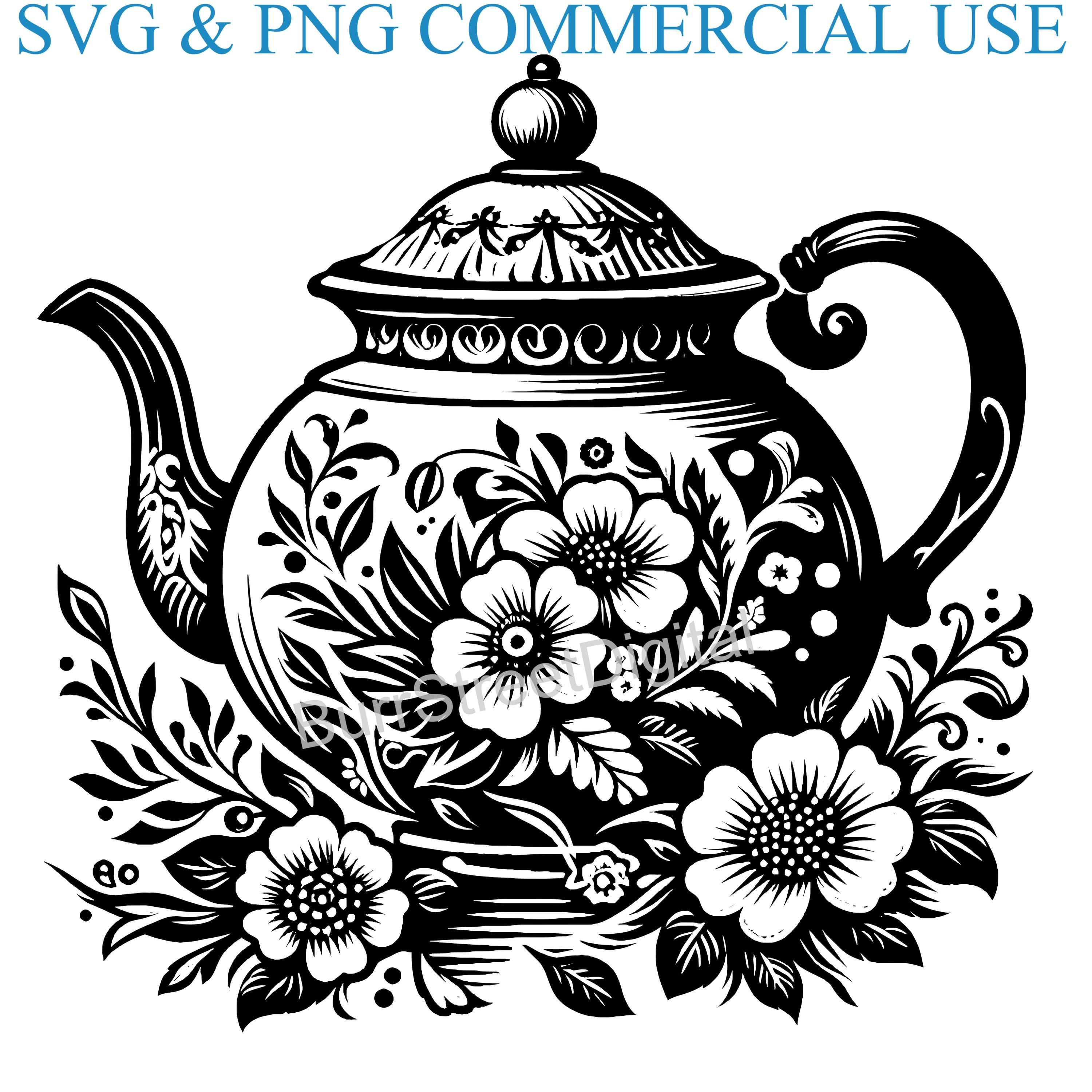 Tea Pot SVG & PNG Digital Files, Vector Graphic Design Print Laser ...