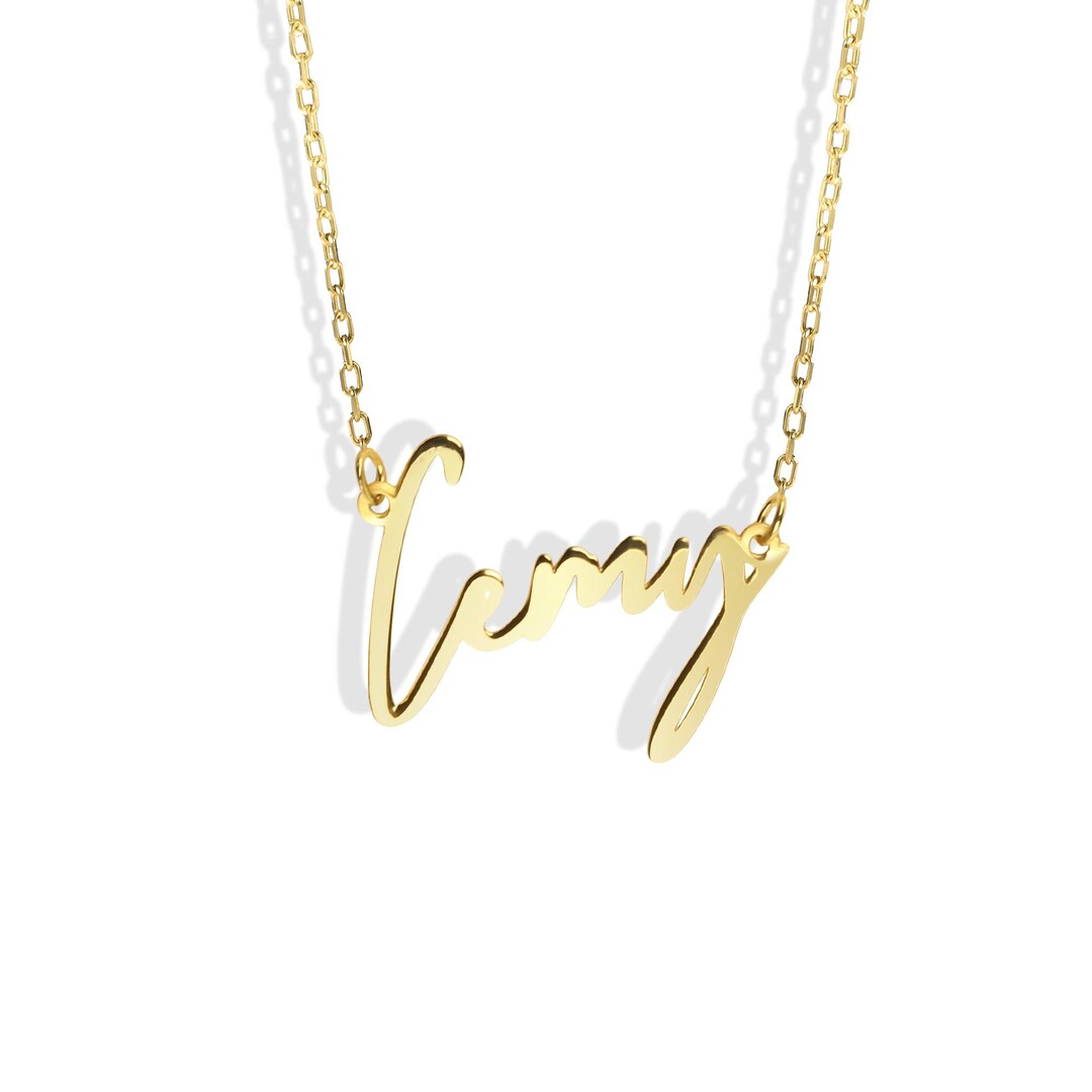 Real Cursive Necklace / 14K&10K Solid Gold Custom Name Jewelry ...