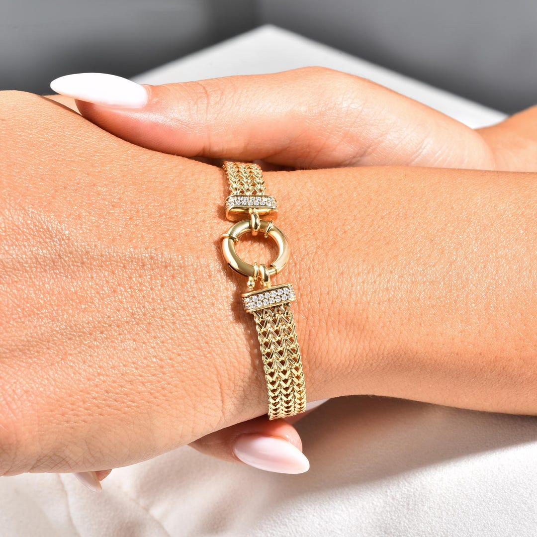 14K Gold Curb Link Bracelet, 7mm Vienna Chain - Etsy