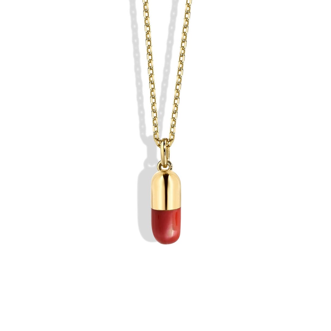 Solid Gold Cylinder Capsule Urn Pendant, Ash Holder Pill Necklace, Pill ...