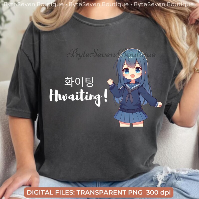 Cute Girl K-drama Hwaiting Clipart SVG PNG Korean Drama Shirt Design for Kdrama Lovers Fan Girl ...