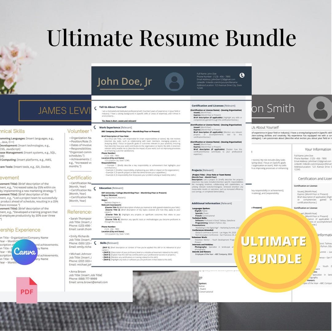 Ultimate Resume Template Bundle, Modern Resume, Customizable Resume ...
