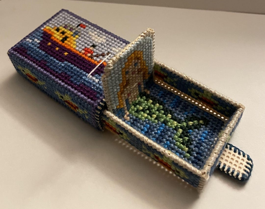 Pop up Matchbox "catch of the Day" Cross Stitch on Perforated Paper ...