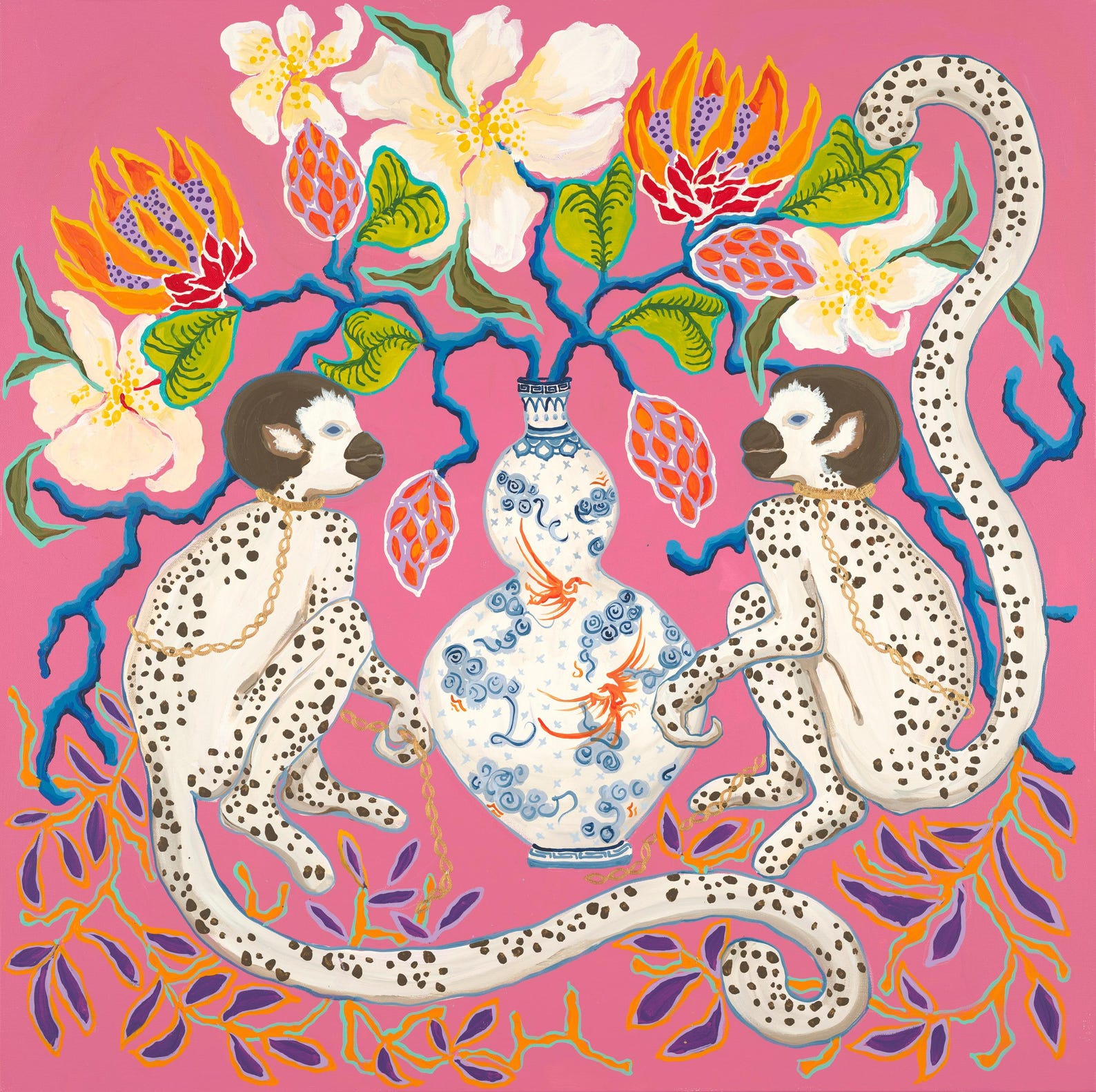 ART Print-botanical Monkeys Pink - Etsy