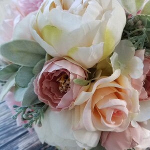 Handheld Wedding Bouquet, Roses and Peonies Bouquet, Artificial Flower ...