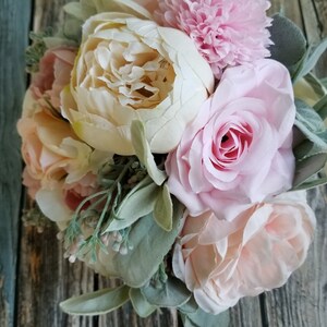 Handheld Wedding Bouquet, Roses and Peonies Bouquet, Artificial Flower ...