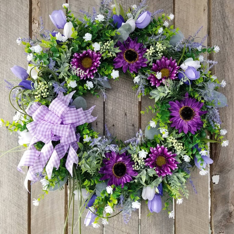 Purple Flower Wreath - Etsy
