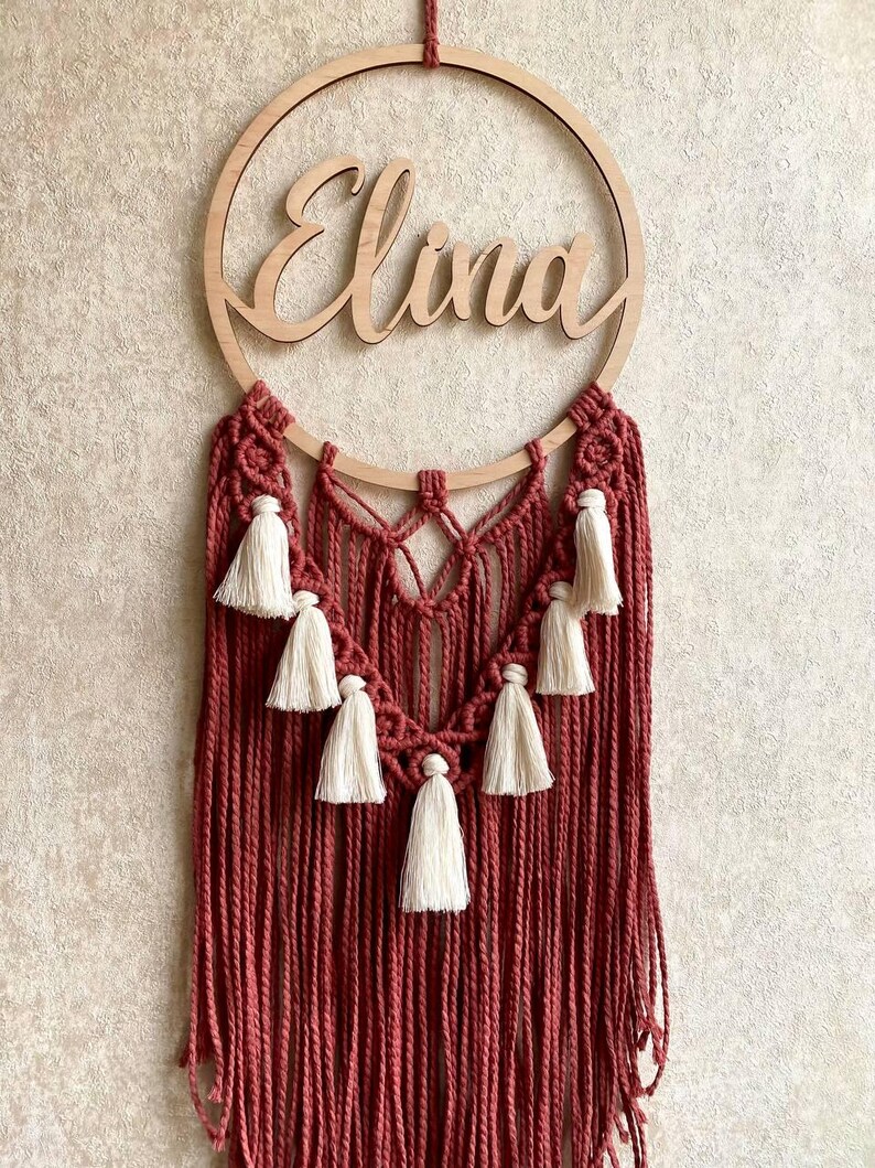 Personalized Macrame Wall Hanging, Custom Dream Catcher, Boho Nursery ...