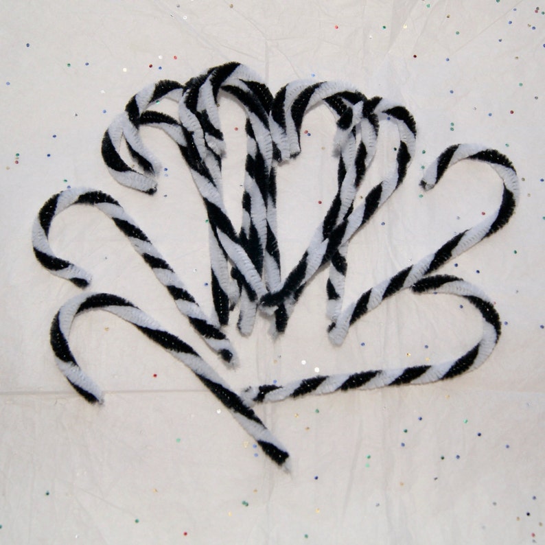 Candy Canes 12 Black and White Chenille Stem Candy Canes - Etsy