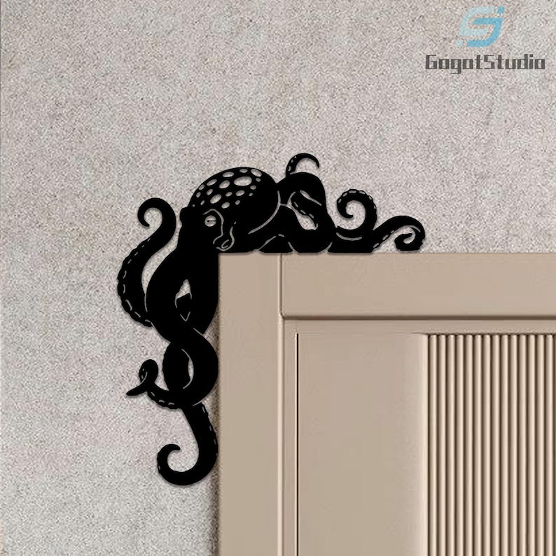Octopus Metal Door Corner Sign, Door Topper, Home Entry Decor, Gifts ...