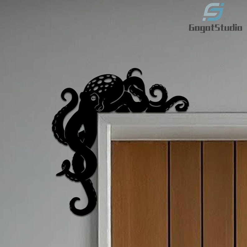 Octopus Metal Door Corner Sign, Door Topper, Home Entry Decor, Gifts ...