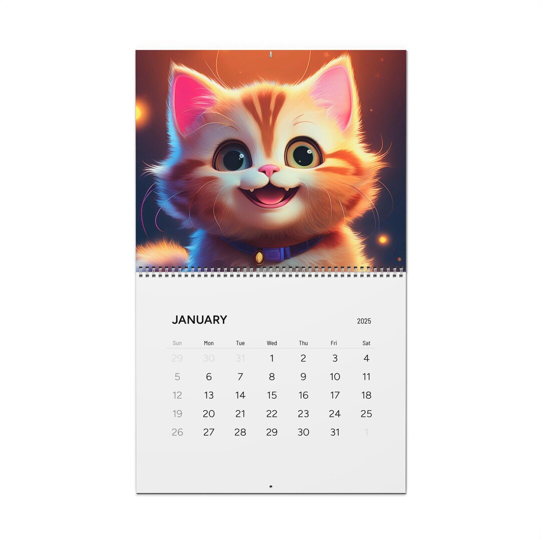 Cat Wall Calendar 2025, Cute Fluffy Kitties Monthly Calendar, Animal ...