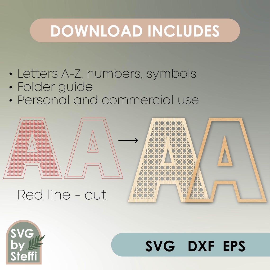 Rattan Letters Svg Letters A-Z and Numbers 0-9 Nursery Name Sign Latter ...