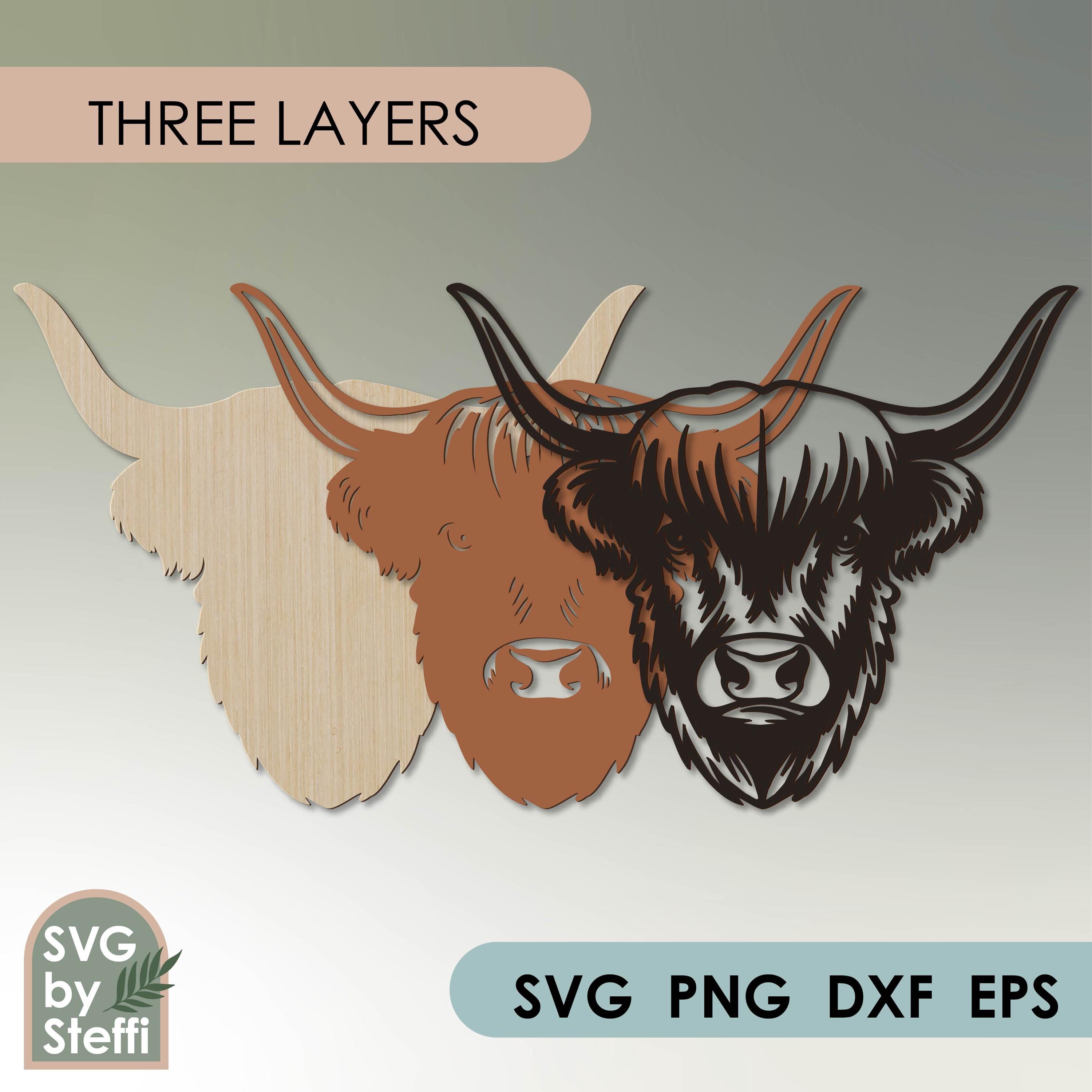 Layered Highland Cow Sign Svg Long Hair Cow Svg Laser Cut Files ...