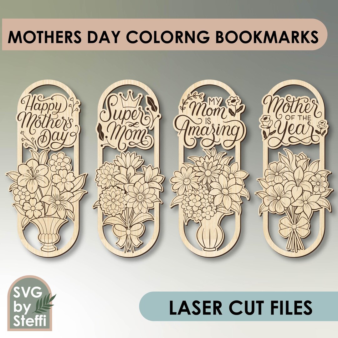 Mothers Day Bookmark Coloring Kit Svg Mothers Day Gift Mom Birthday ...