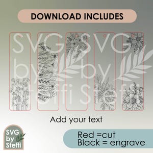 Floral Bookmark Svg Bundle Wooden Bookmark Template Engraved Bookmark ...