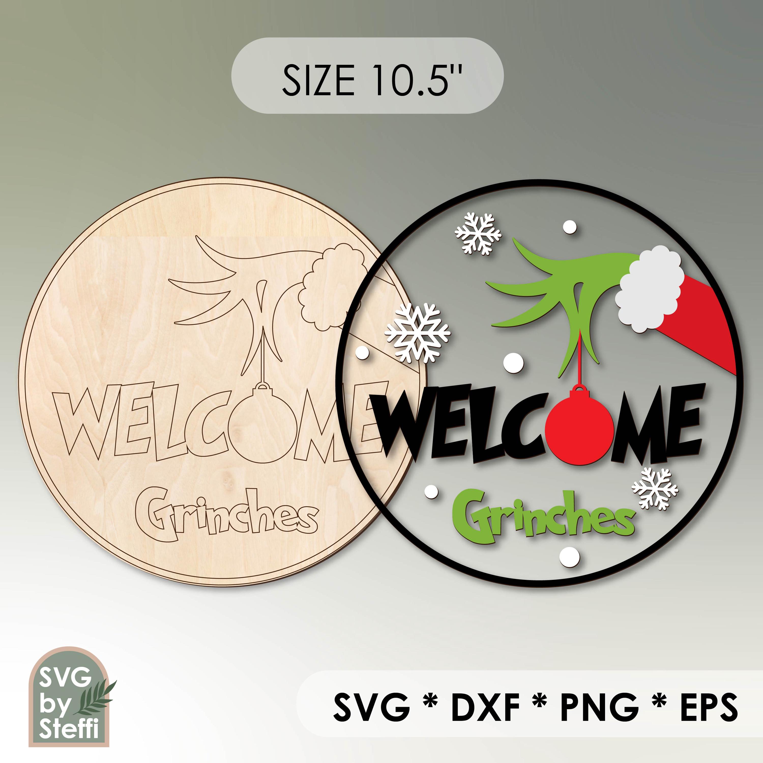 Welcome Grinches Door Hanger SVG Christmas Door Sign Laser Cut File ...