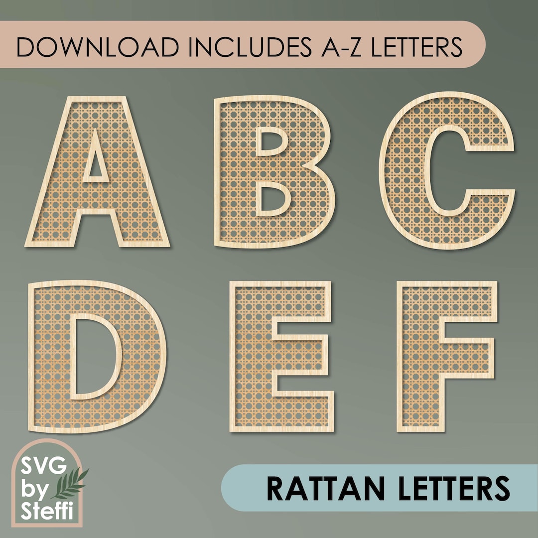 Rattan Letters Svg Letters A-Z and Numbers 0-9 Nursery Name Sign Latter ...