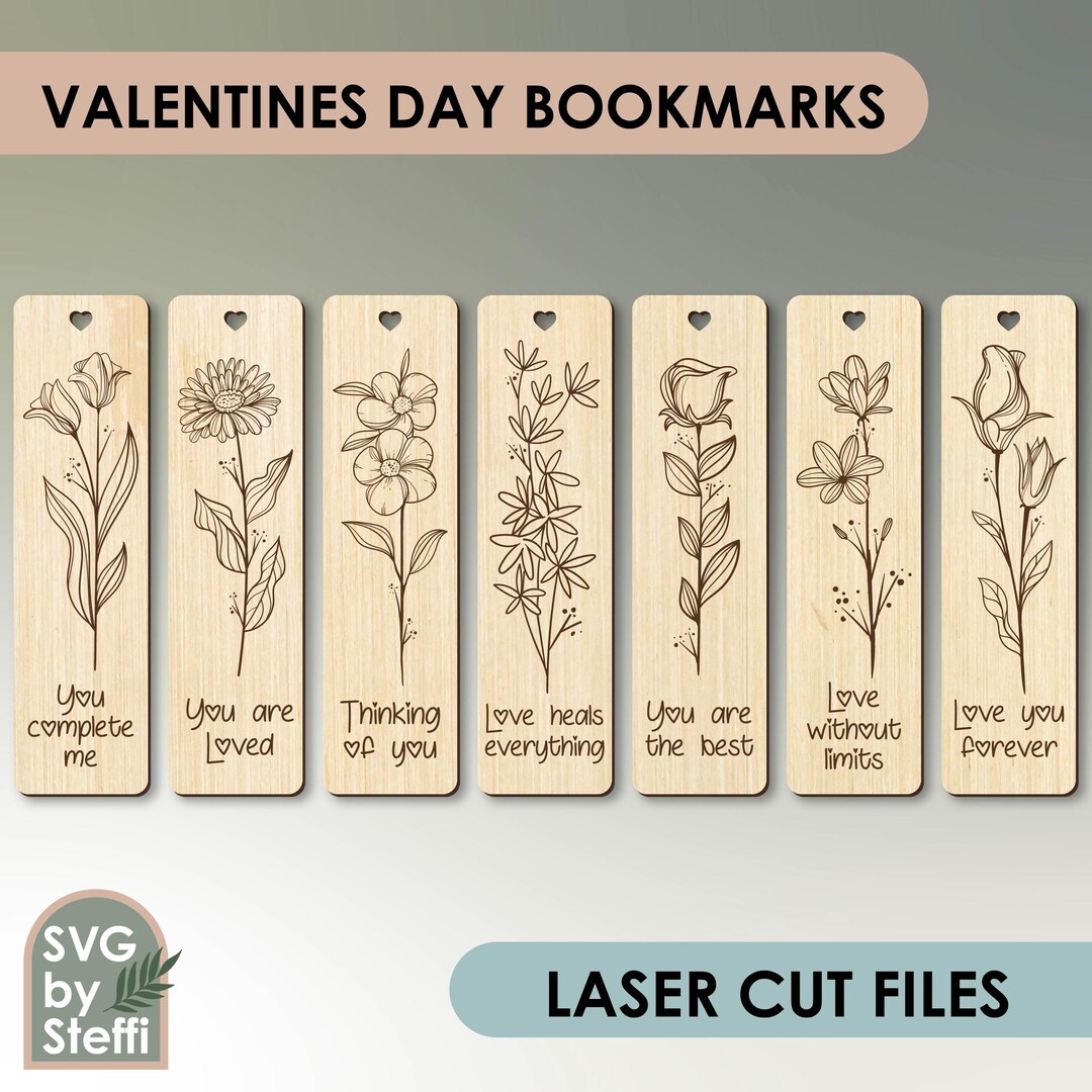 Valentines Day Bookmarks Svg Love Quotes Bookmarks Laser Cut Files ...