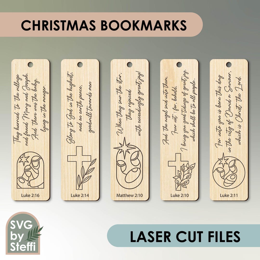 Christmas Bookmark Svg Set Nativity Bookmark Laser Cut Files Engraved ...