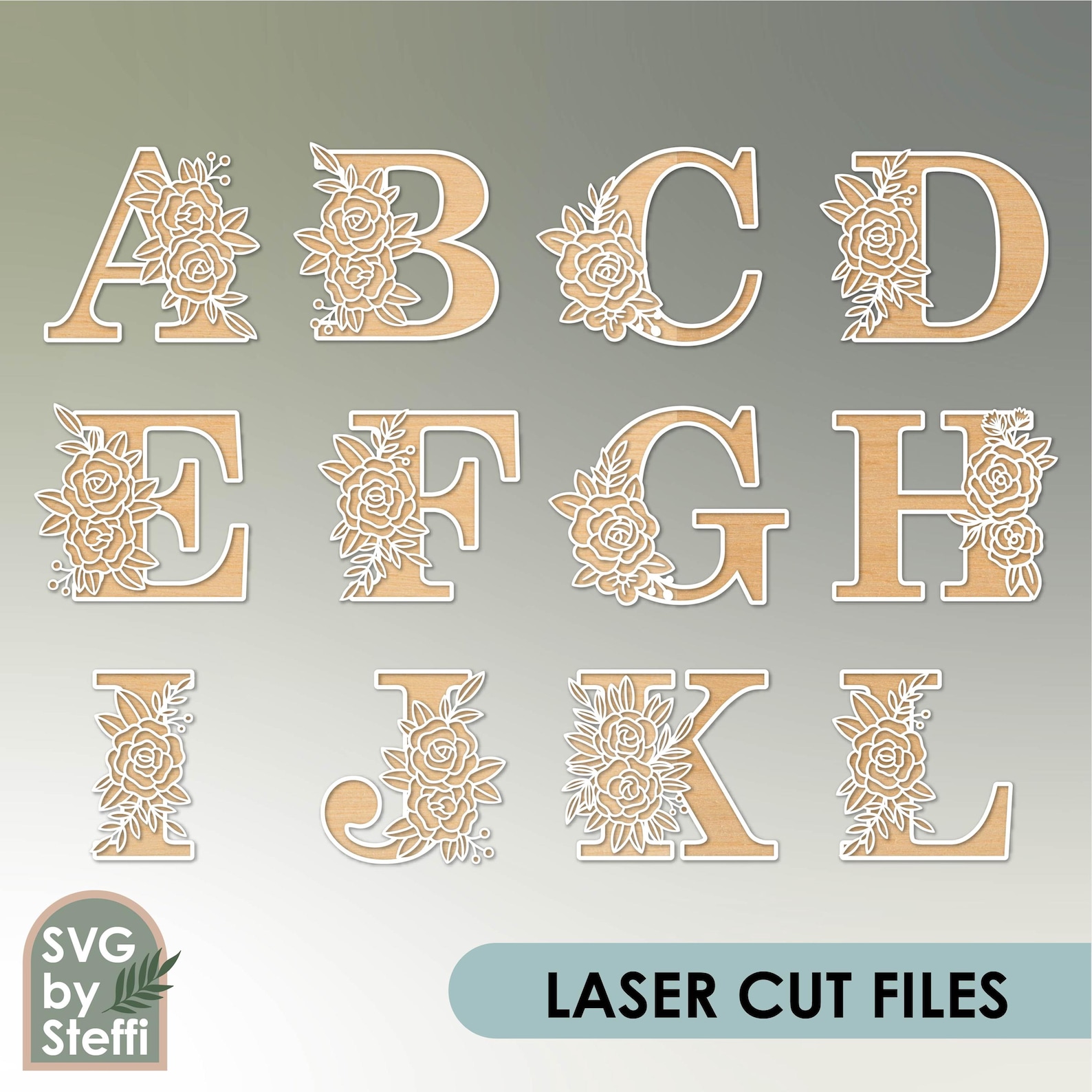 Floral Letters Svg Png Floral Alphabet Svg Nursery Baby Name Sign ...