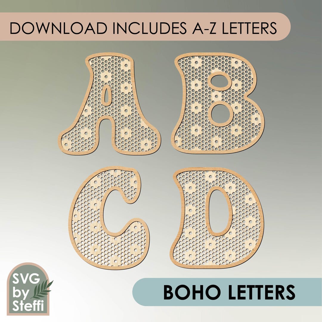 Boho Letters A-Z Svg Retro Name Sign Letters Svg Baby Name Sign Boho ...