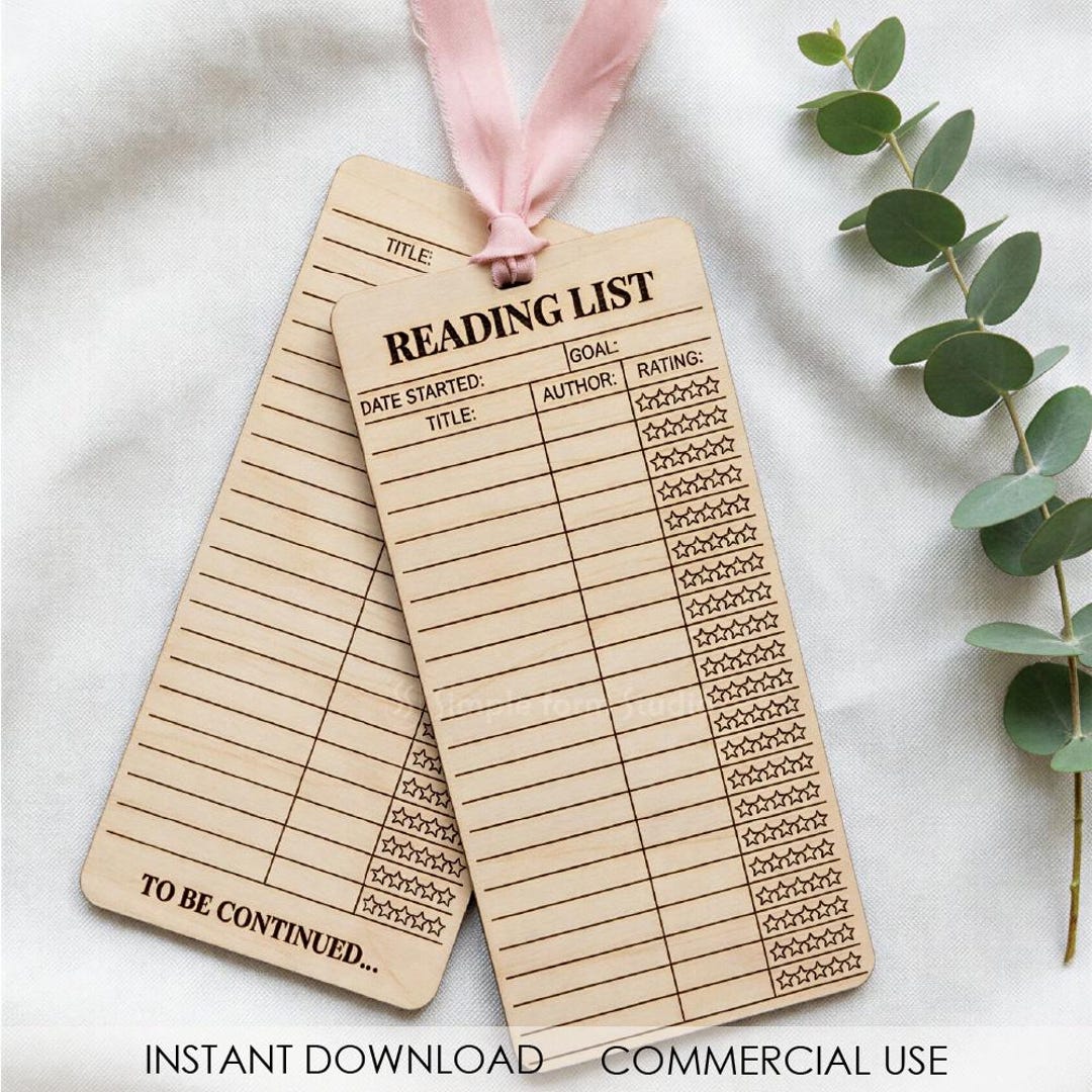 Reading List Bookmark SVG Library Card Book Tracker Laser Cut File ...
