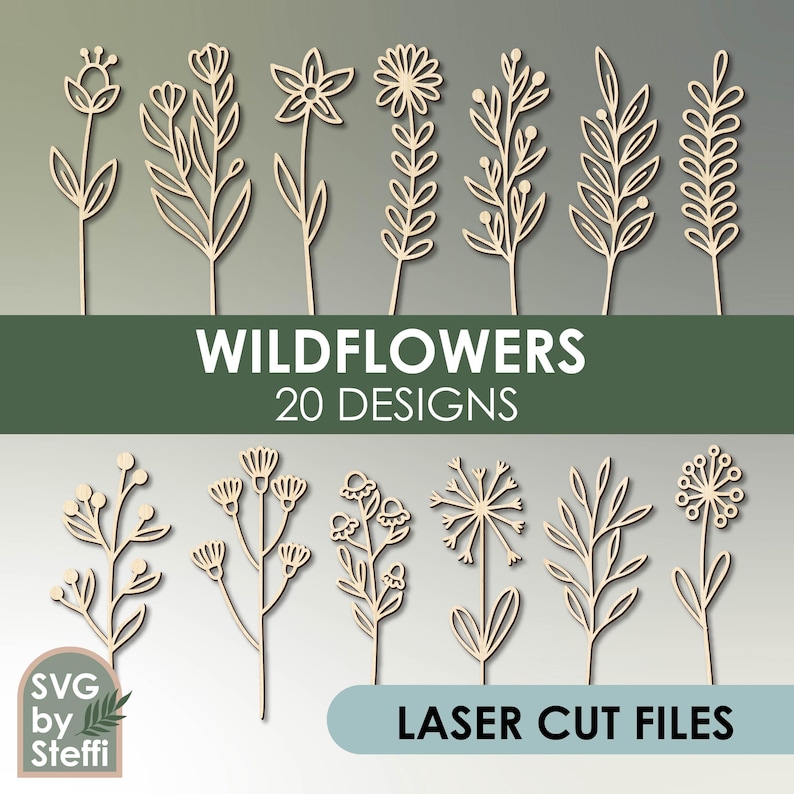 Wildflowers Svg Bundle Wildflower Laser Cut Files Wooden Bouquet Svg ...