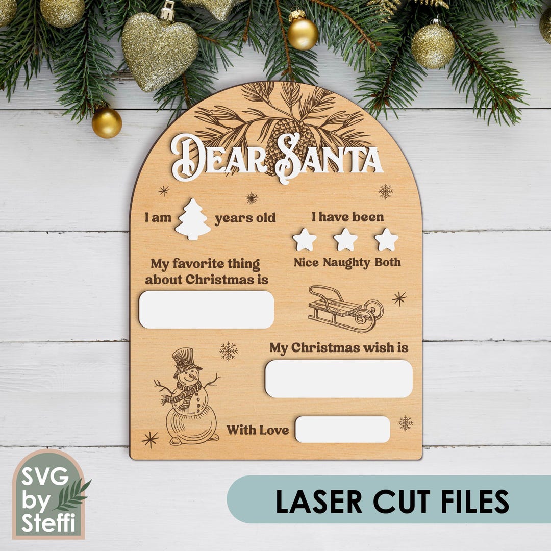 Dear Santa Svg Christmas Sign Dear Santa Letter Laser Cut File ...