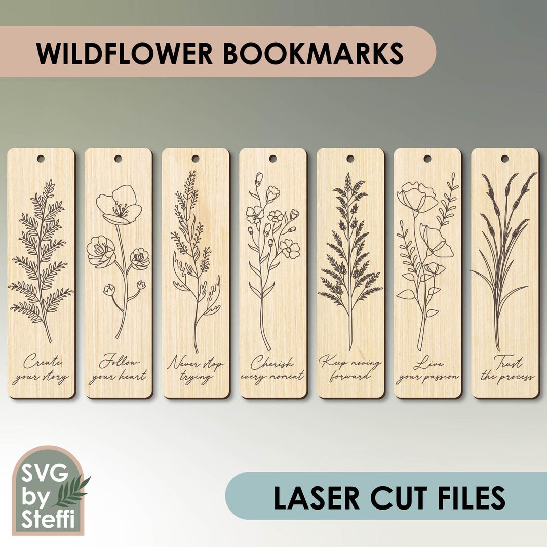 Wildflower Bookmarks Svg Motivational Bookmarks Laser Cut Files ...