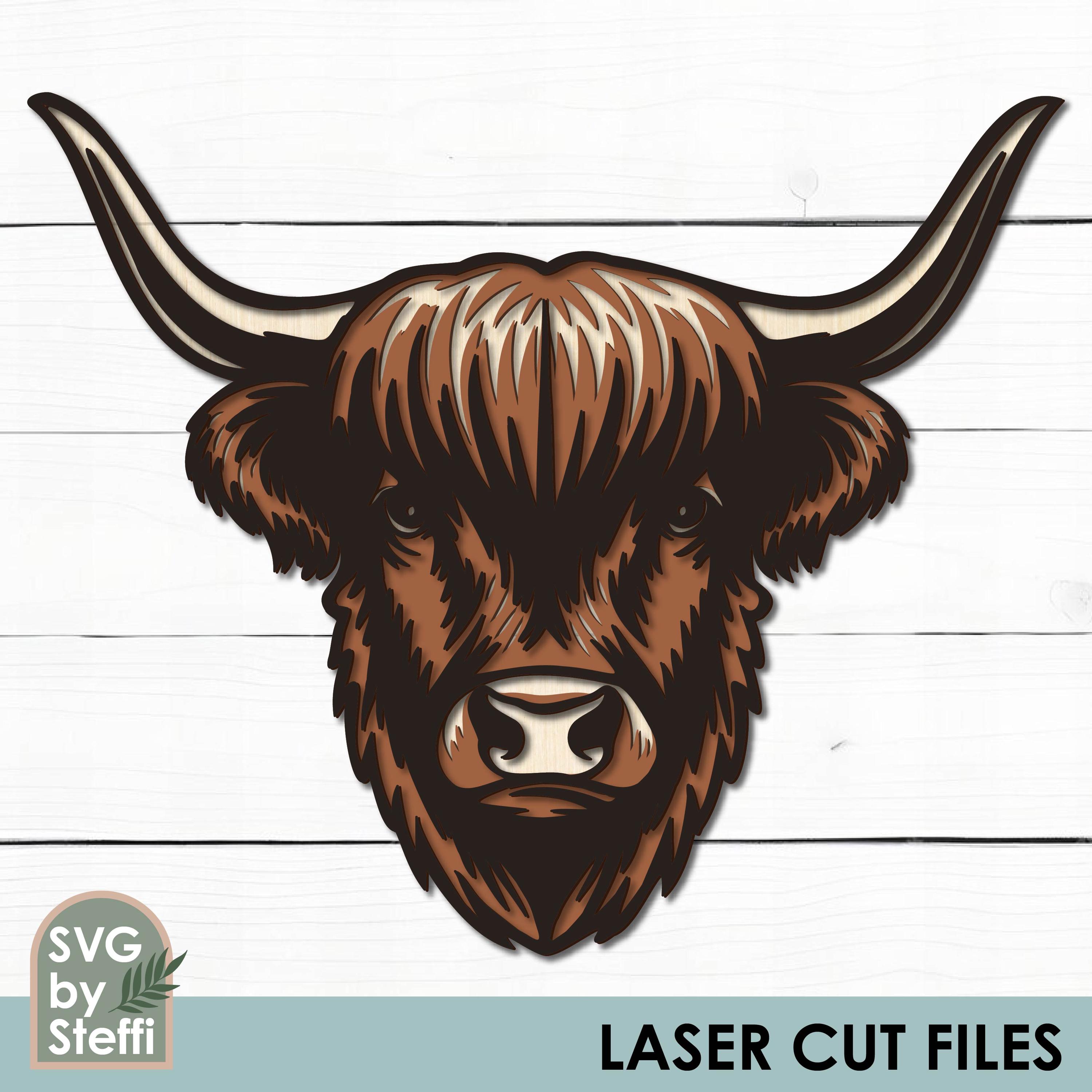 Layered Highland Cow Sign Svg Long Hair Cow Svg Laser Cut Files ...