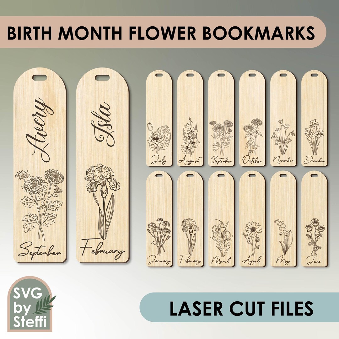 Birth Month Flower Bookmark Svg Name Bookmark Template Aesthetic ...
