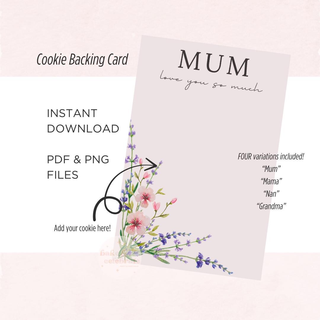 Printable Mother's Day Cookie Card - Instant PDF & PNG Digital Download ...