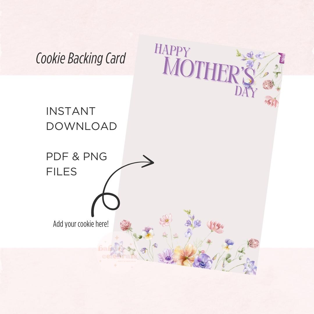 Printable Mother's Day Cookie Card - Instant PDF & PNG Digital Download ...