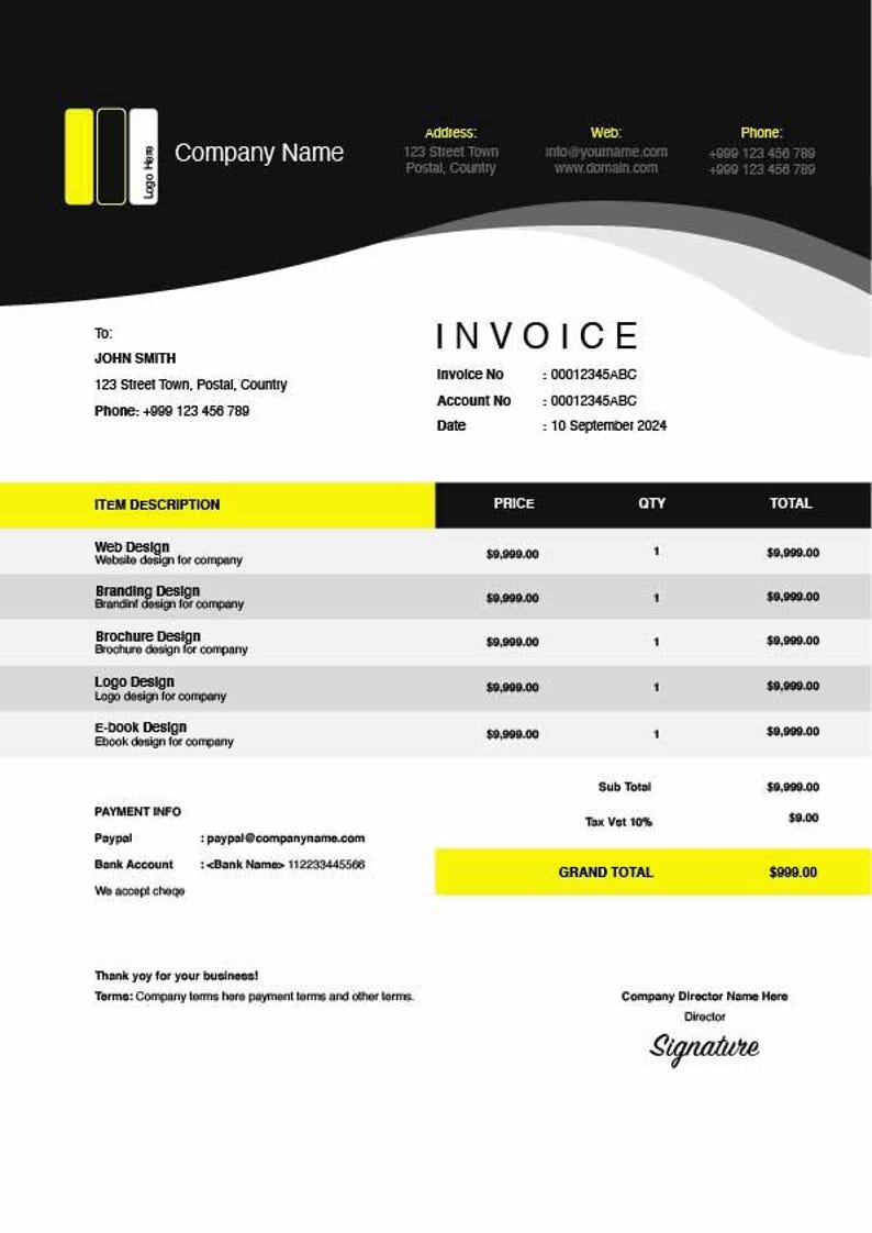 Invoice Template - Etsy