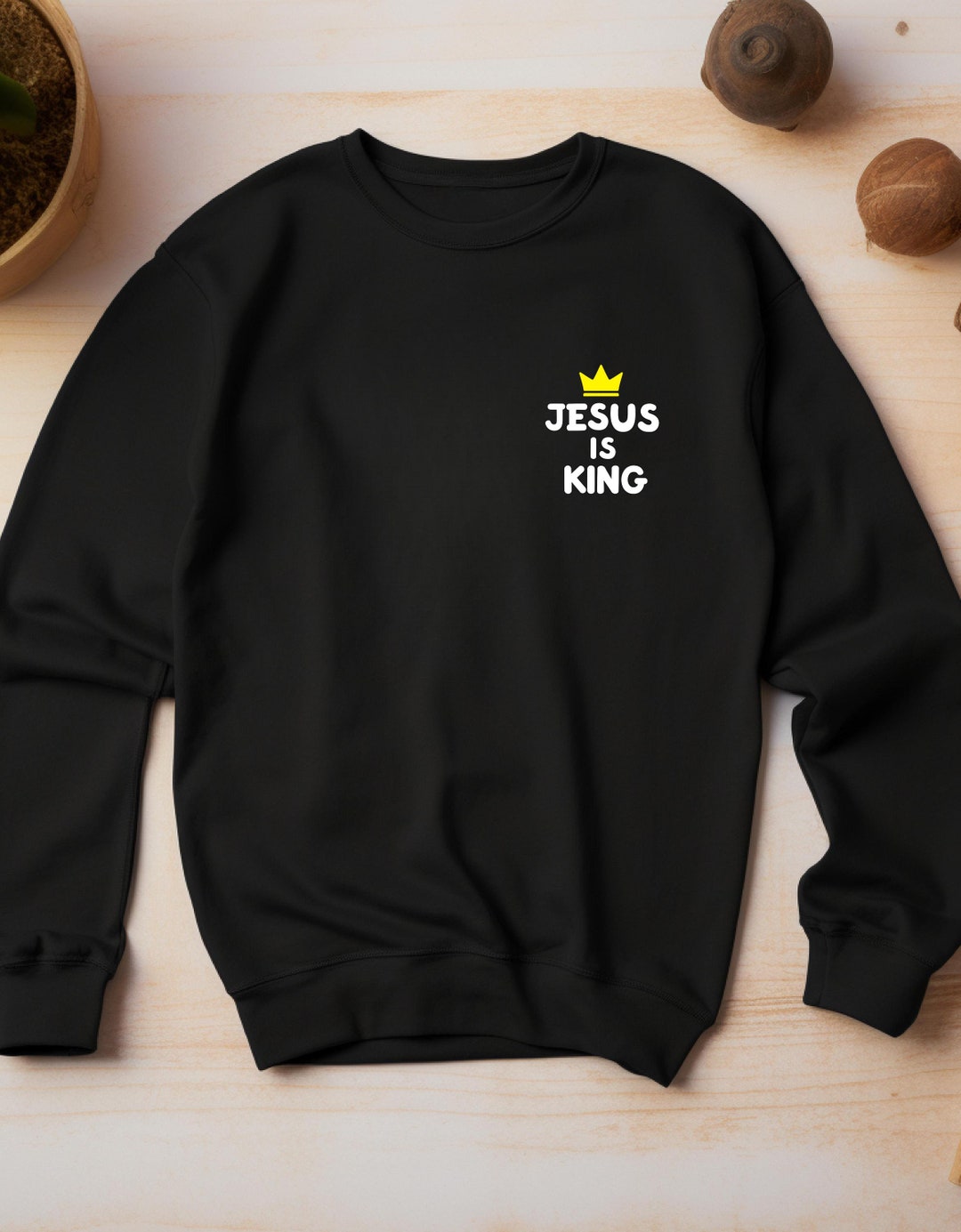 Jesus is King Embroidered Sweatshirt, Christian Religious Crewneck ...