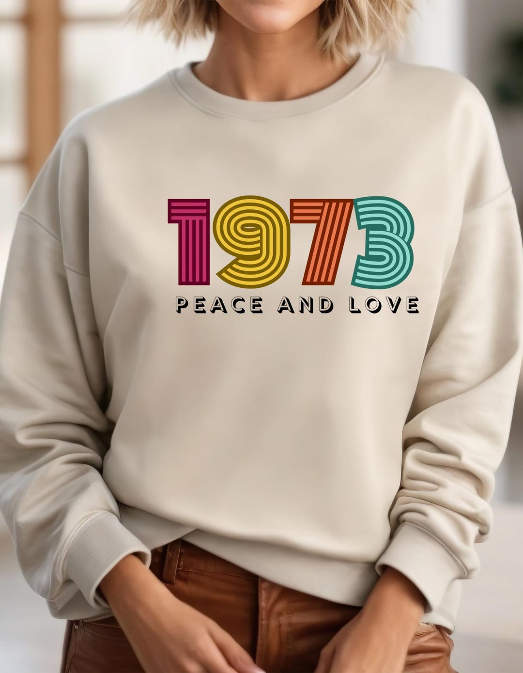 Vintage 1970s Peace Sign Graphic Crewneck Sweatshirt, Hippie Sweatshirt ...