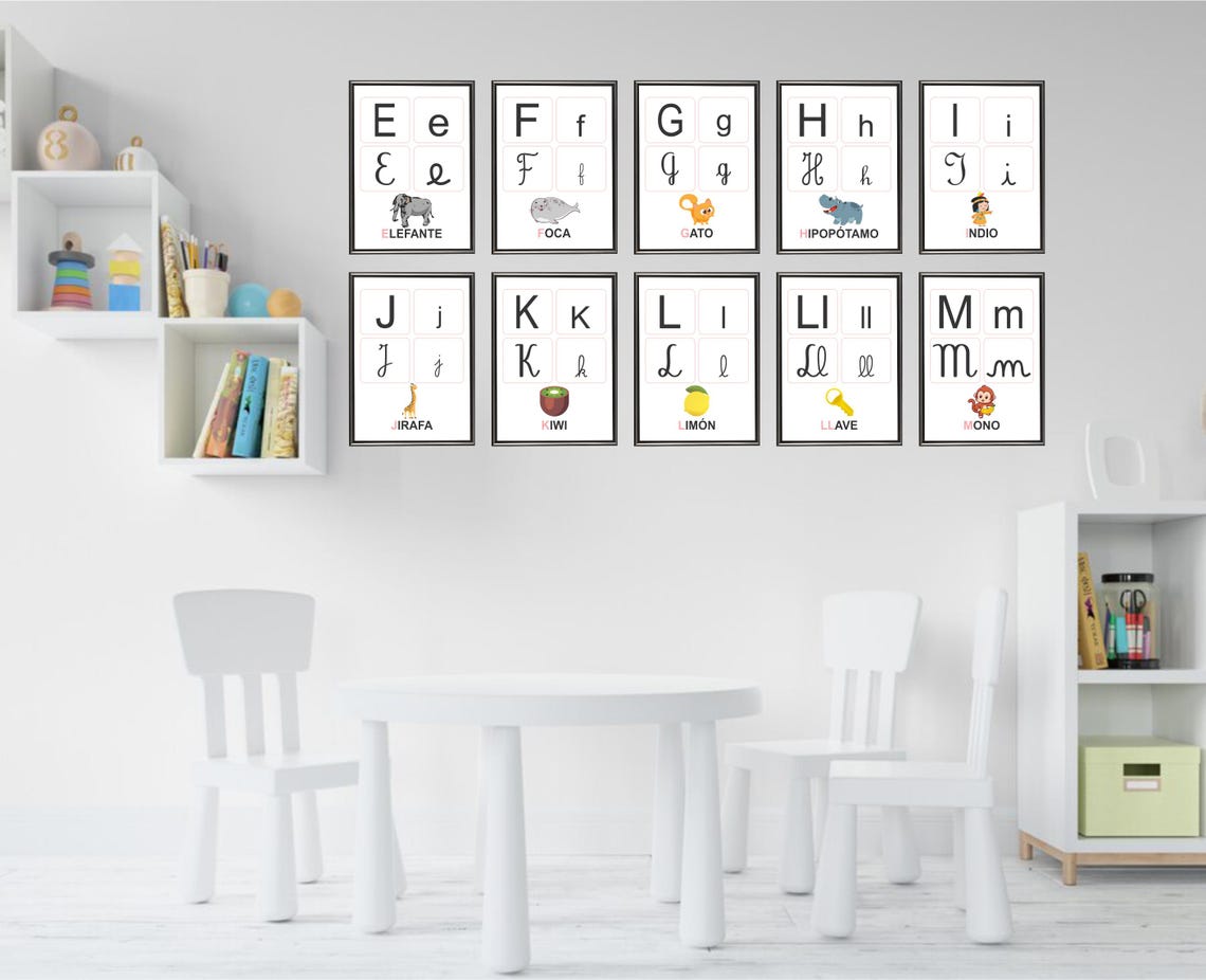 Abecedario Español En Mayúsculas, Minúsculas, Imprenta Y Cursiva Con ...